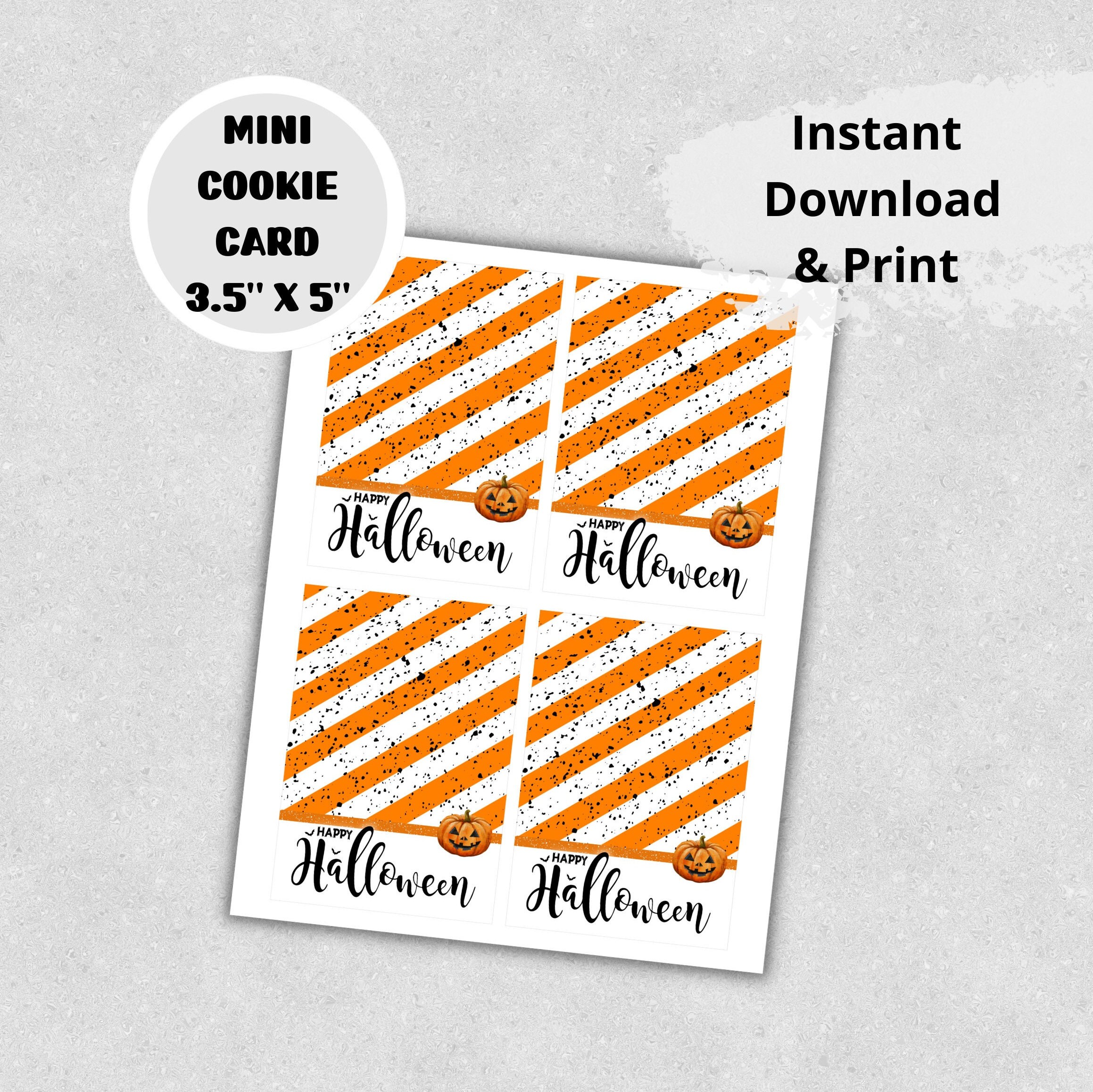 Printable Happy Halloween Cookie Cards, Card 3.5 X 5, Mini Cookie Tags ...