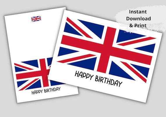 Printable Union Jack Birthday Card Happy Birthday Card - Etsy