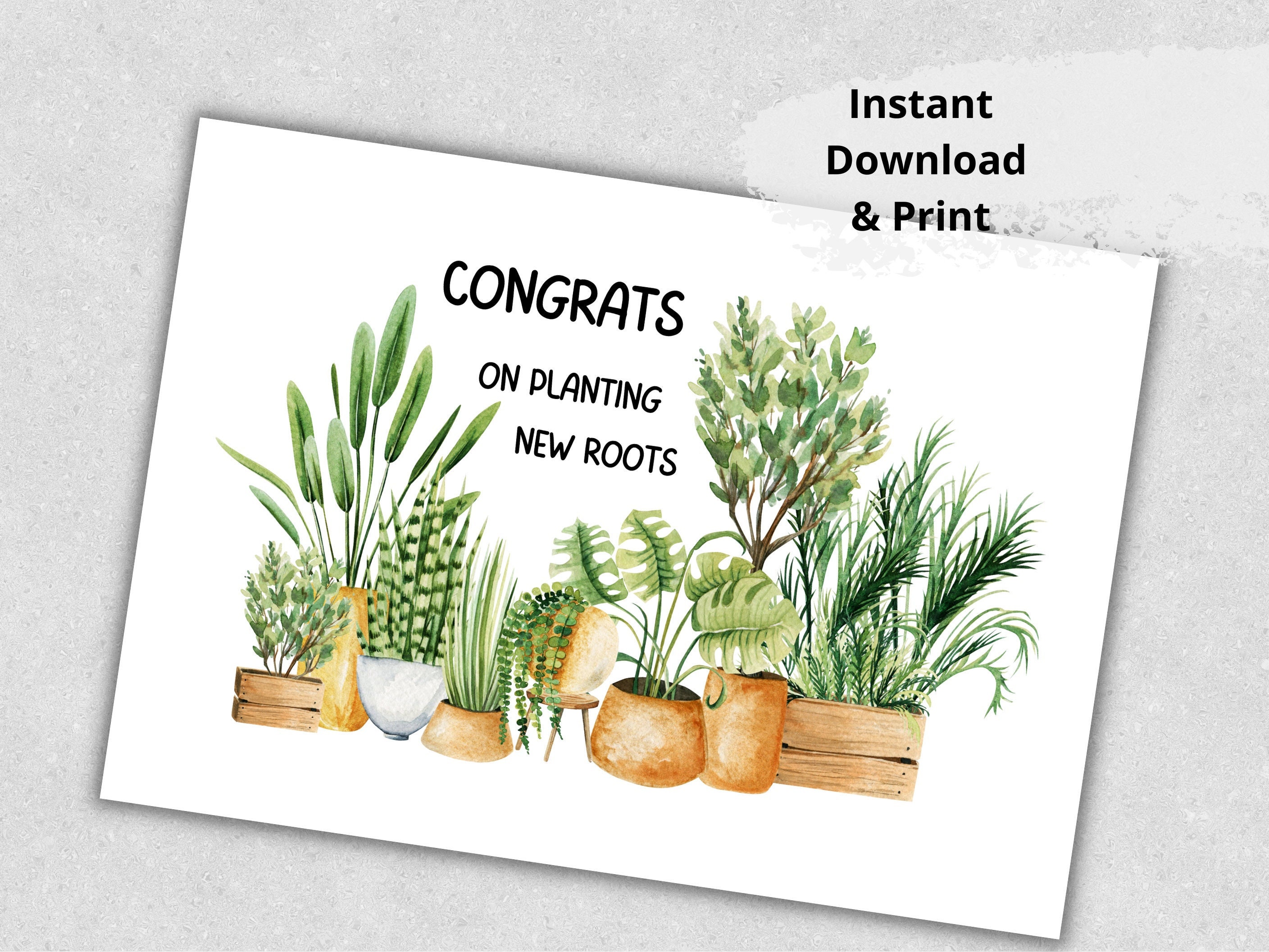 Printable Congrats on Planting New Roots Card, Card for Moving Away or ...