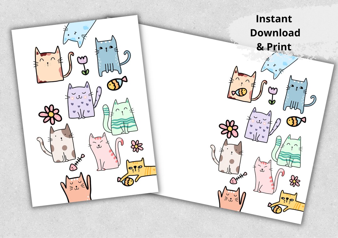 Printable Cute Cats Card Funny Cat Card Card for Cat Lovers - Etsy