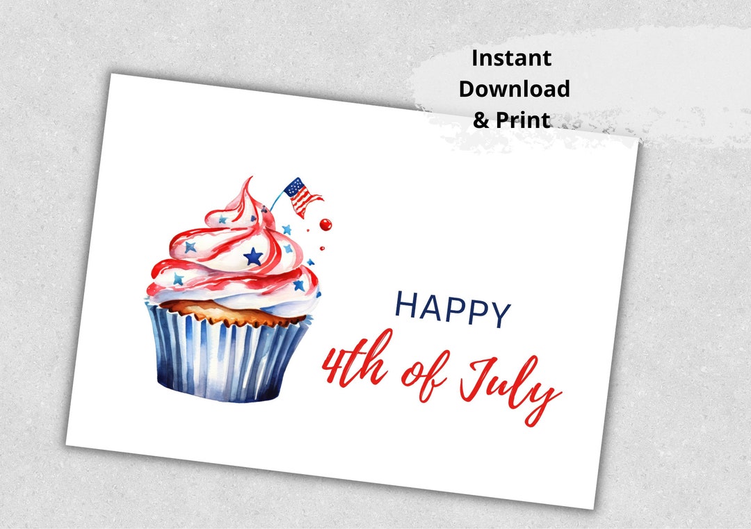 Happy 4th of July Card, Printable Card, Fourth of July, Independence ...