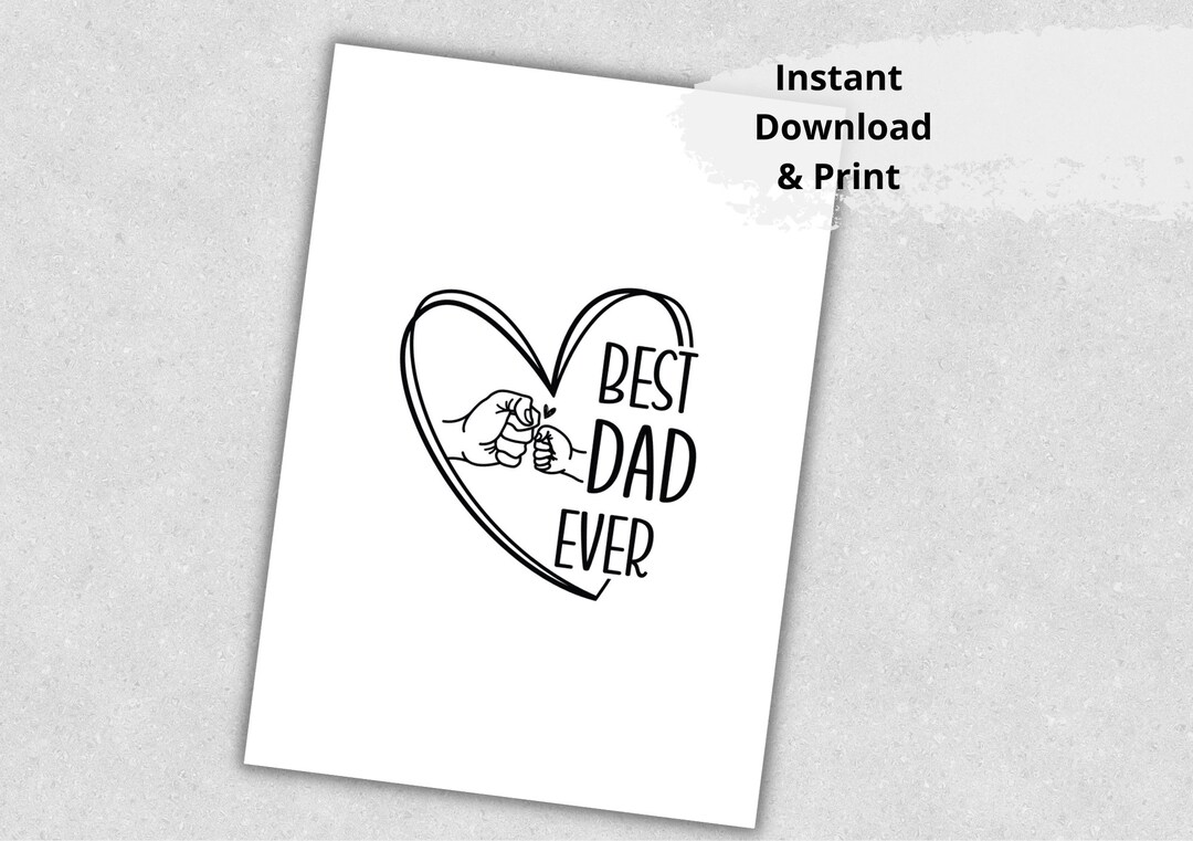 Best Dad Ever Printable Card, Birthday Card, Father's Day Card Template ...