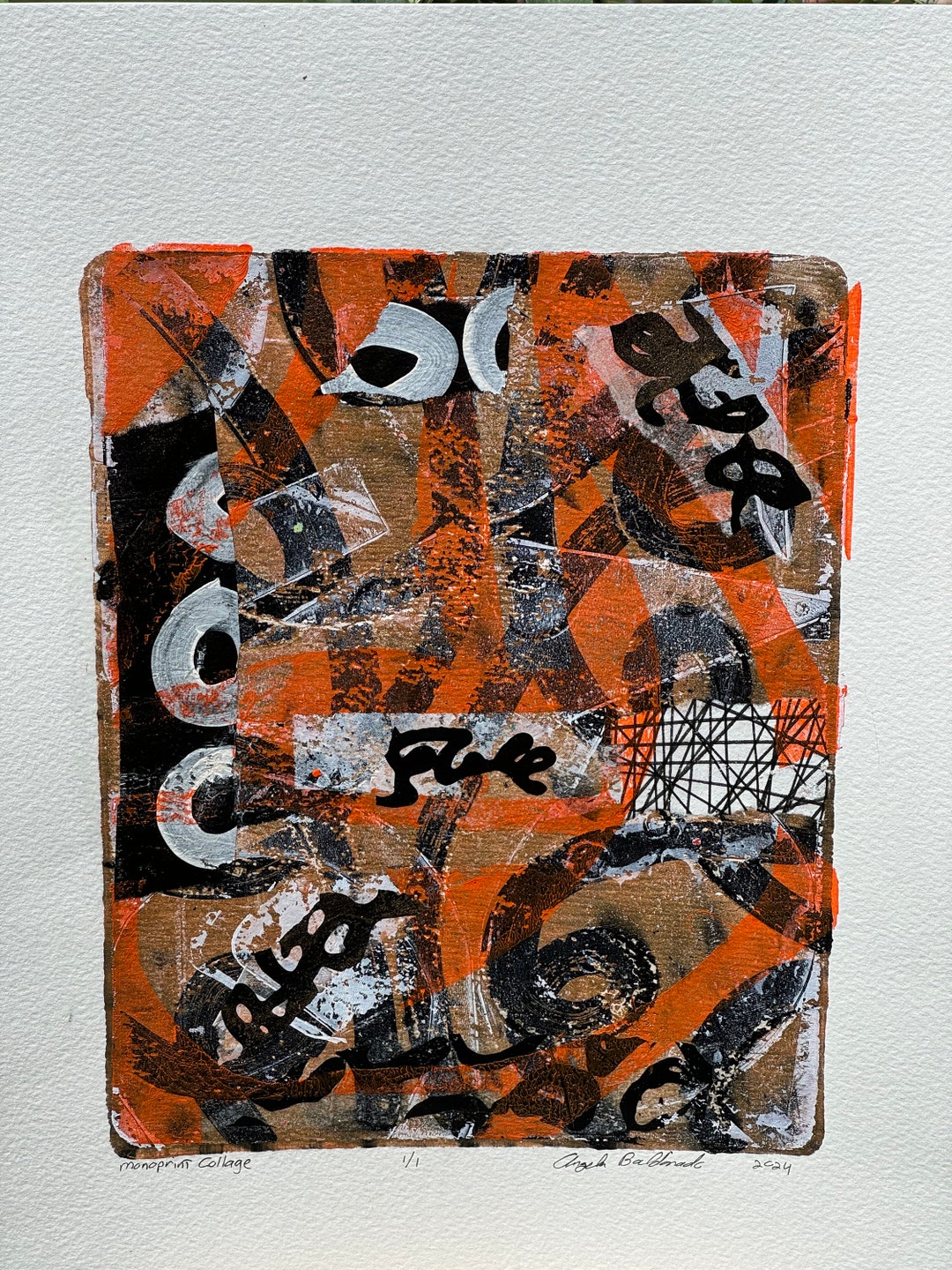 Monoprint Collage Etsy