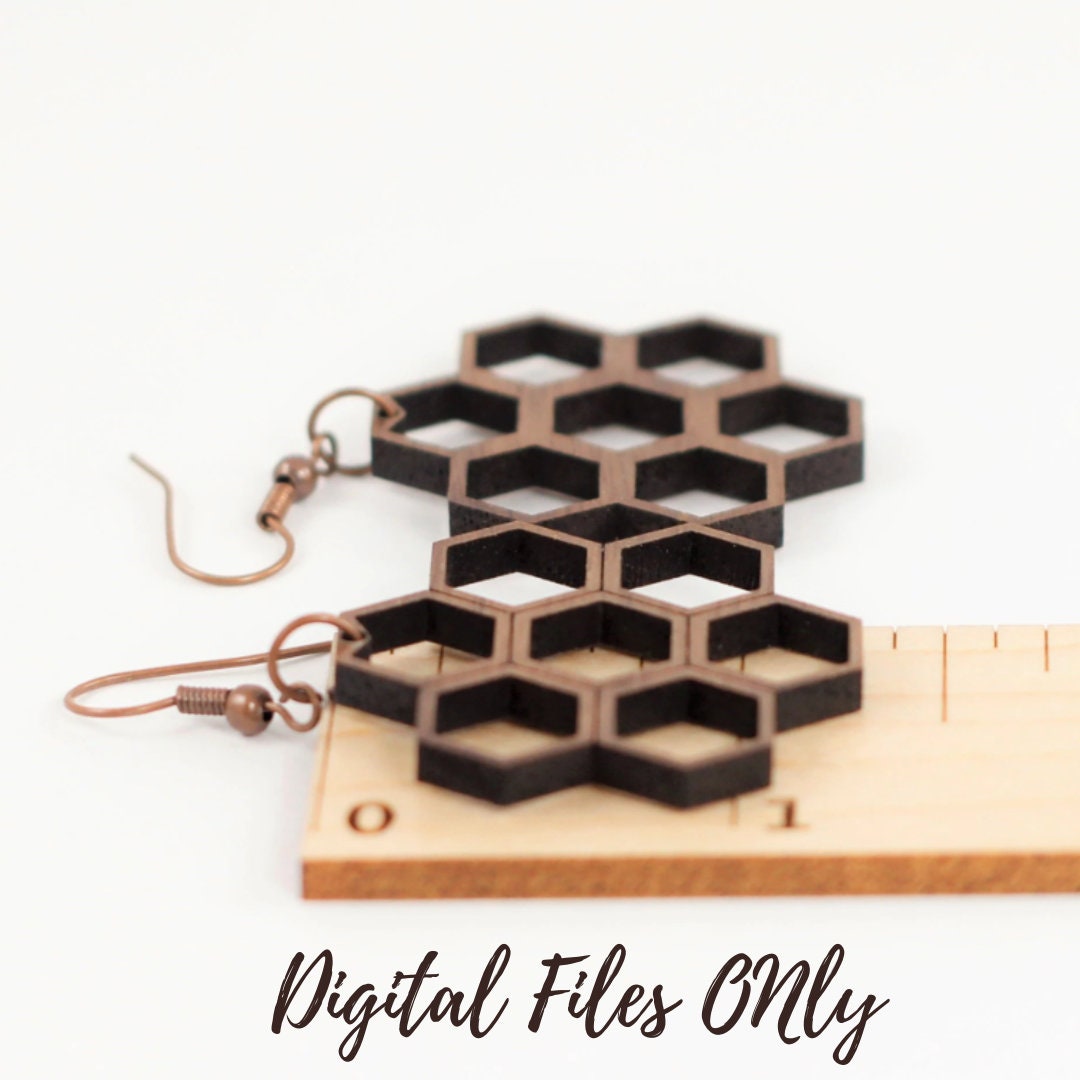 Honey Comb Earring SVG Laser Cricut Silhouette Glowforge PDF Vector ...