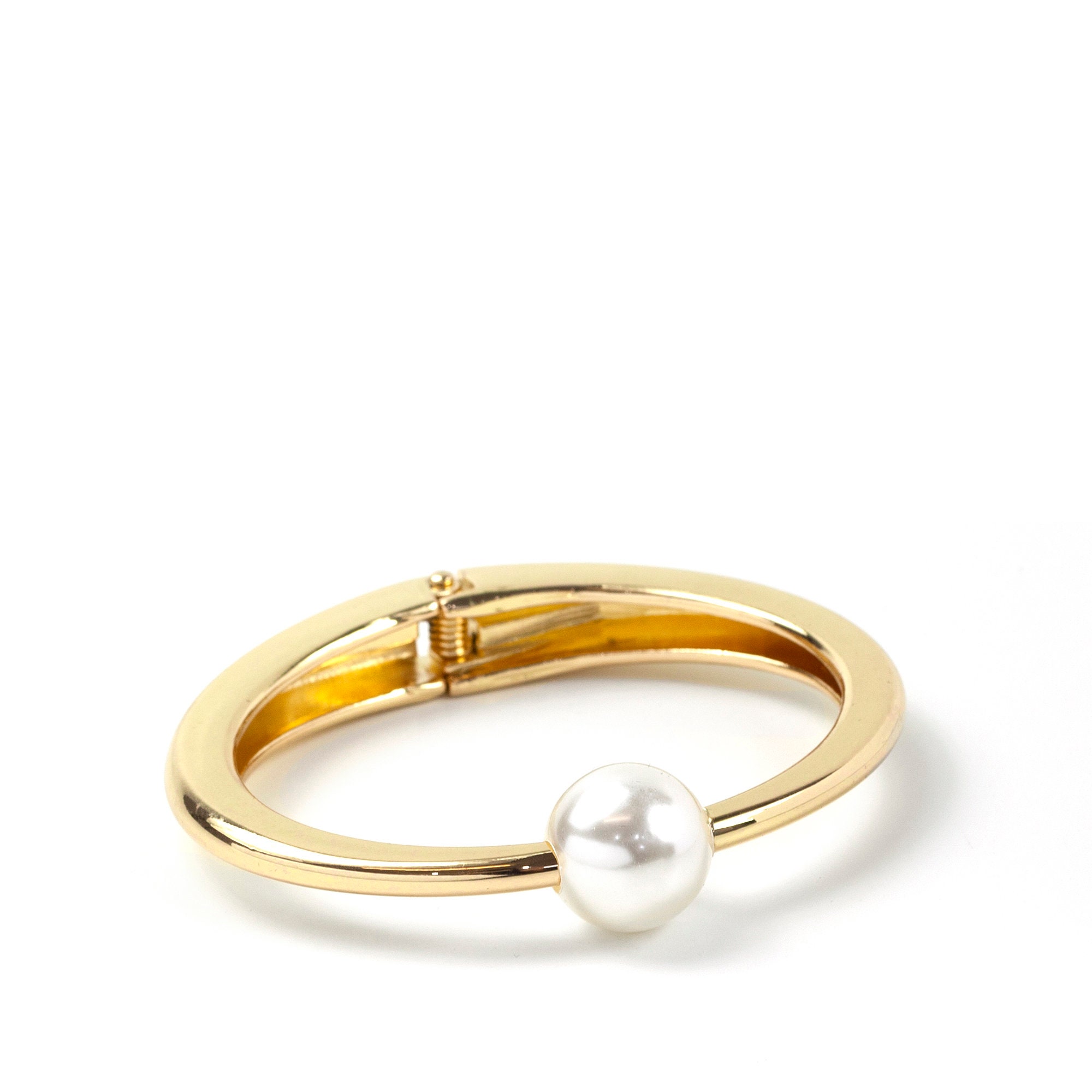 Single Pearl Gold Fashion Bangle - Etsy UK