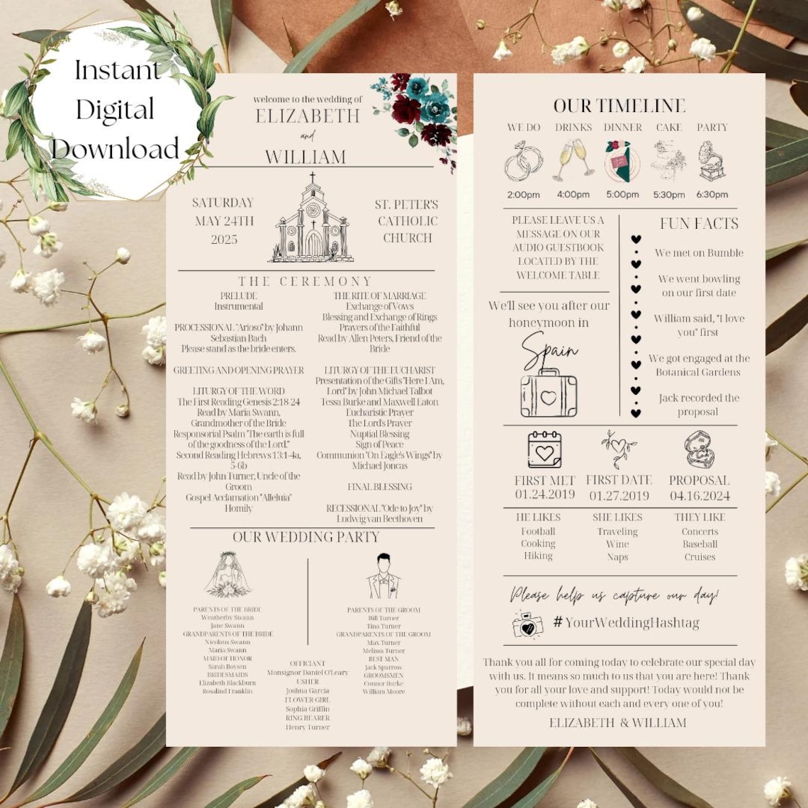 Infographic Catholic Wedding Card Template, Catholic Ceremony Program ...