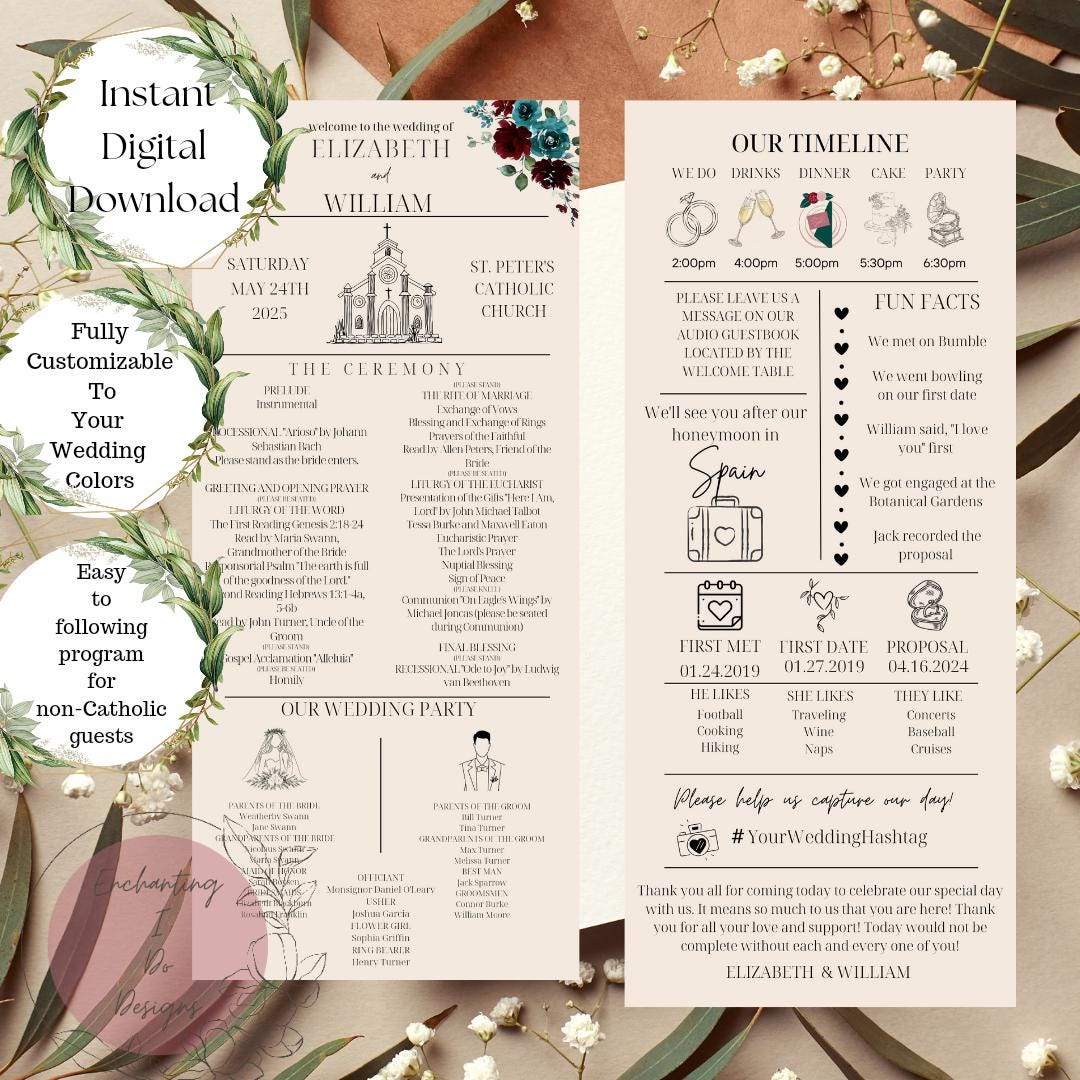 Infographic Catholic Wedding Card Template, Catholic Ceremony Program ...