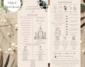 Infographic Wedding Program, Ceremony Program Template, Editable ...