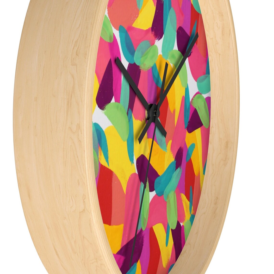 BRIGHT HEART Wall Clock Colorful Wooden Round Wall Clock - Etsy