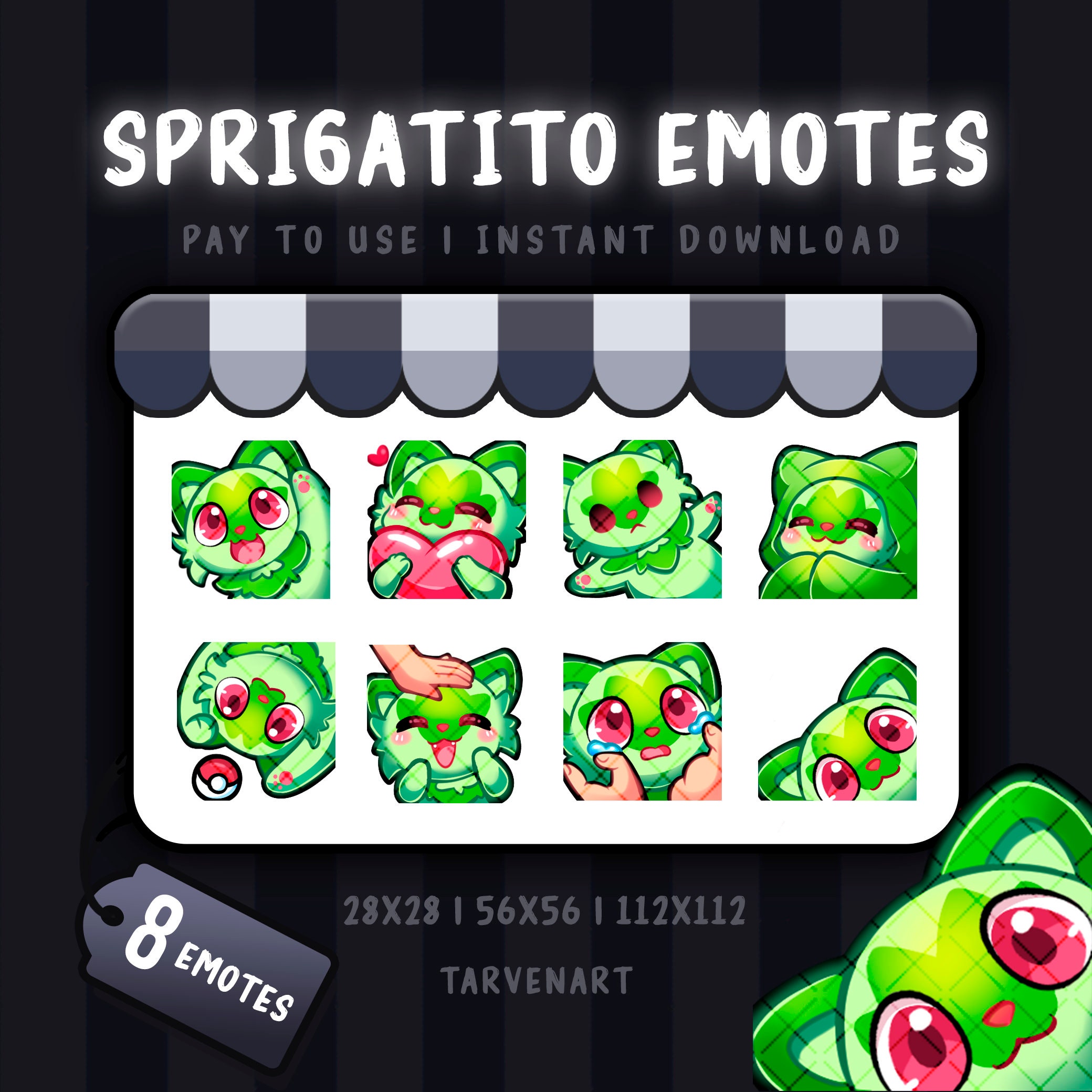 8x Sprigatito Pokemon Emotes - Etsy
