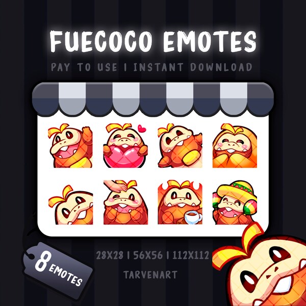 Fuecoco Emotes - Etsy