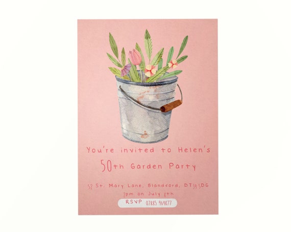 Flower Pot Personalised Birthday Invitations | Etsy
