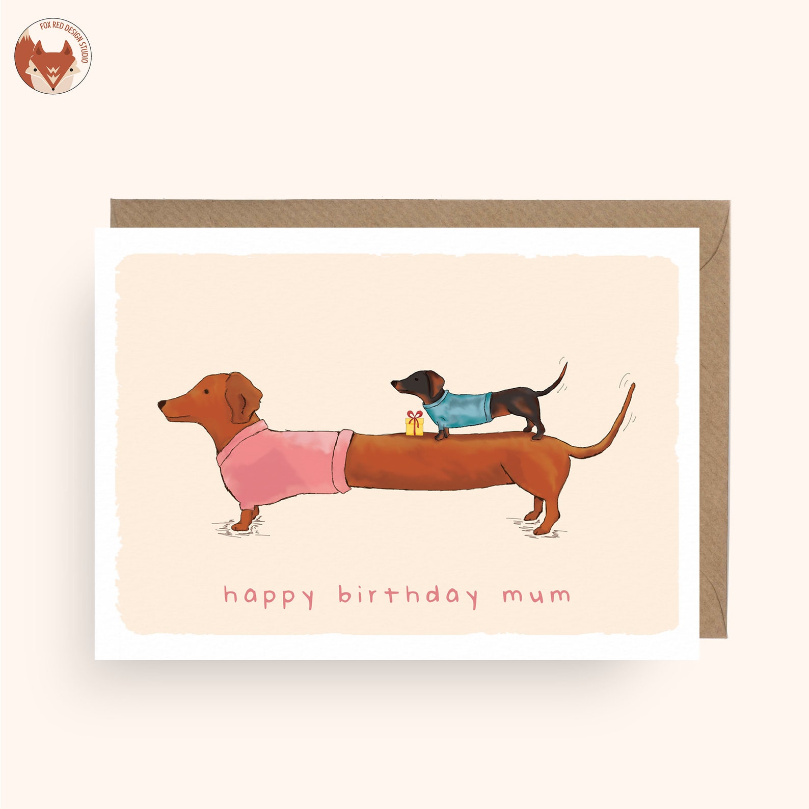 Pink Dachshund Mum Card / 'happy Mother's Day' or - Etsy UK