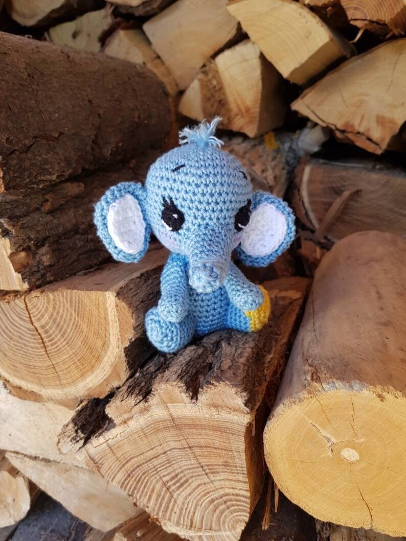 Dedo títere elefante crochet figura Amigurumi - Etsy España