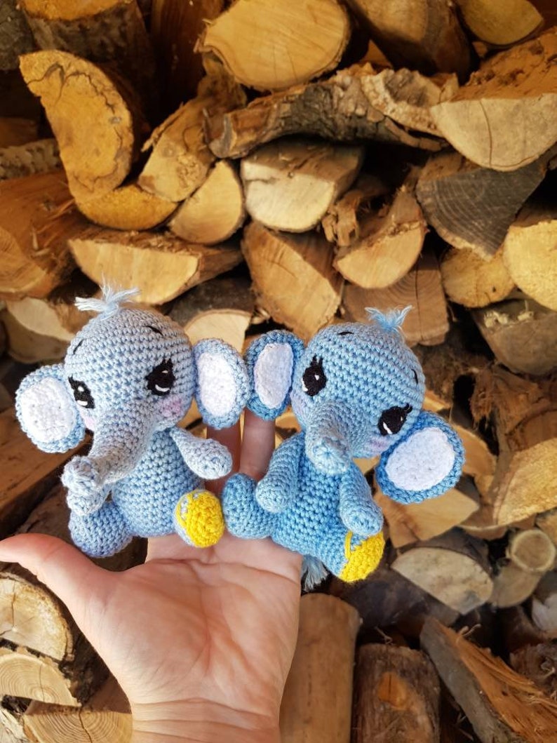 Dedo títere elefante crochet figura Amigurumi - Etsy España