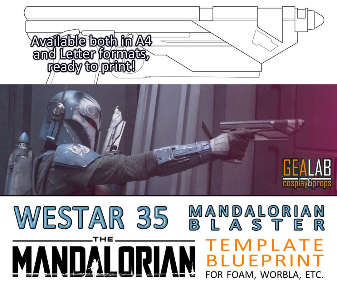 Westar 35 Blaster, Bo Katan Pistol Blueprint for Cosplay star Wars the ...