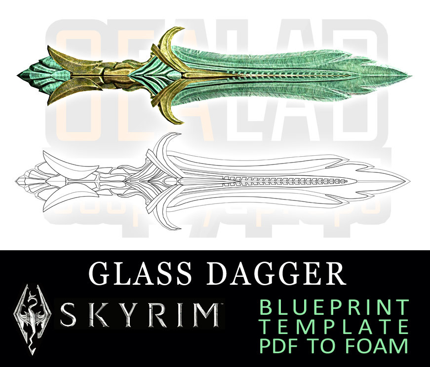 Glass Dagger Blueprint for Cosplay the Elder Scrolls V: | Etsy