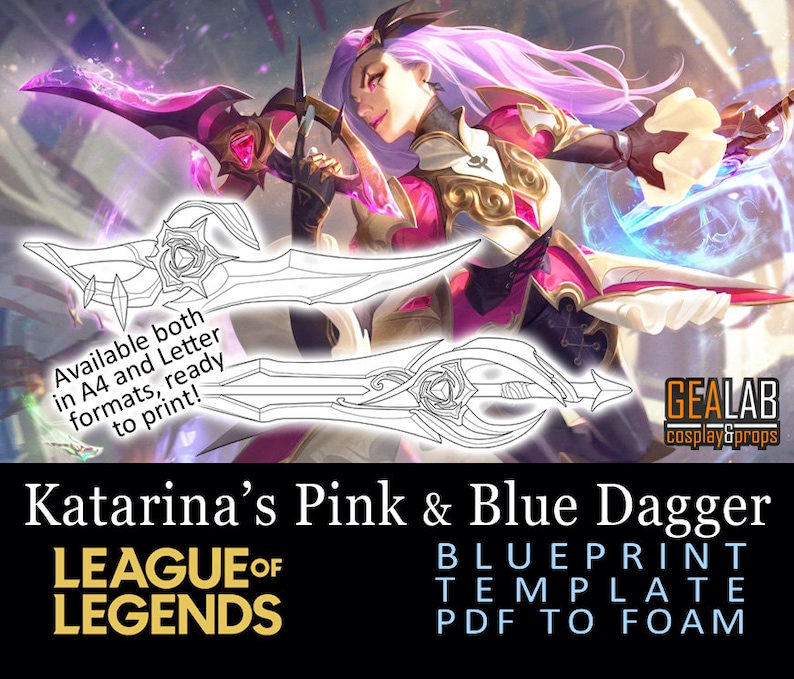 Battle Queen Katarina Pink and Blue Daggers, Blades - Blueprint for ...
