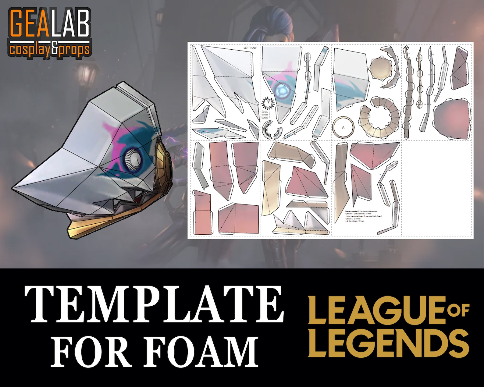 Arcane Jinx Fishbones Pepakura PDF & PDO Foam Templates for Cosplay lol ...