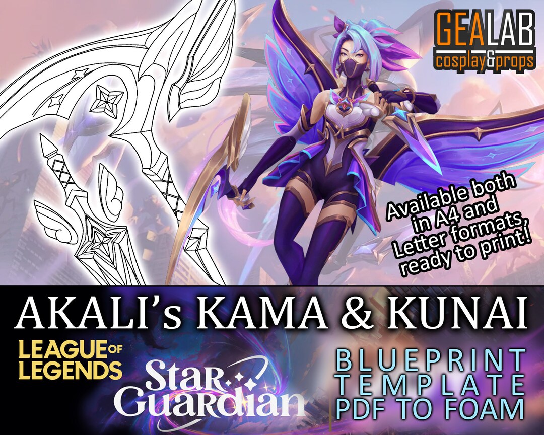 Star Guardian Akali Kama and Kunai - Blueprint Template Weapons for ...