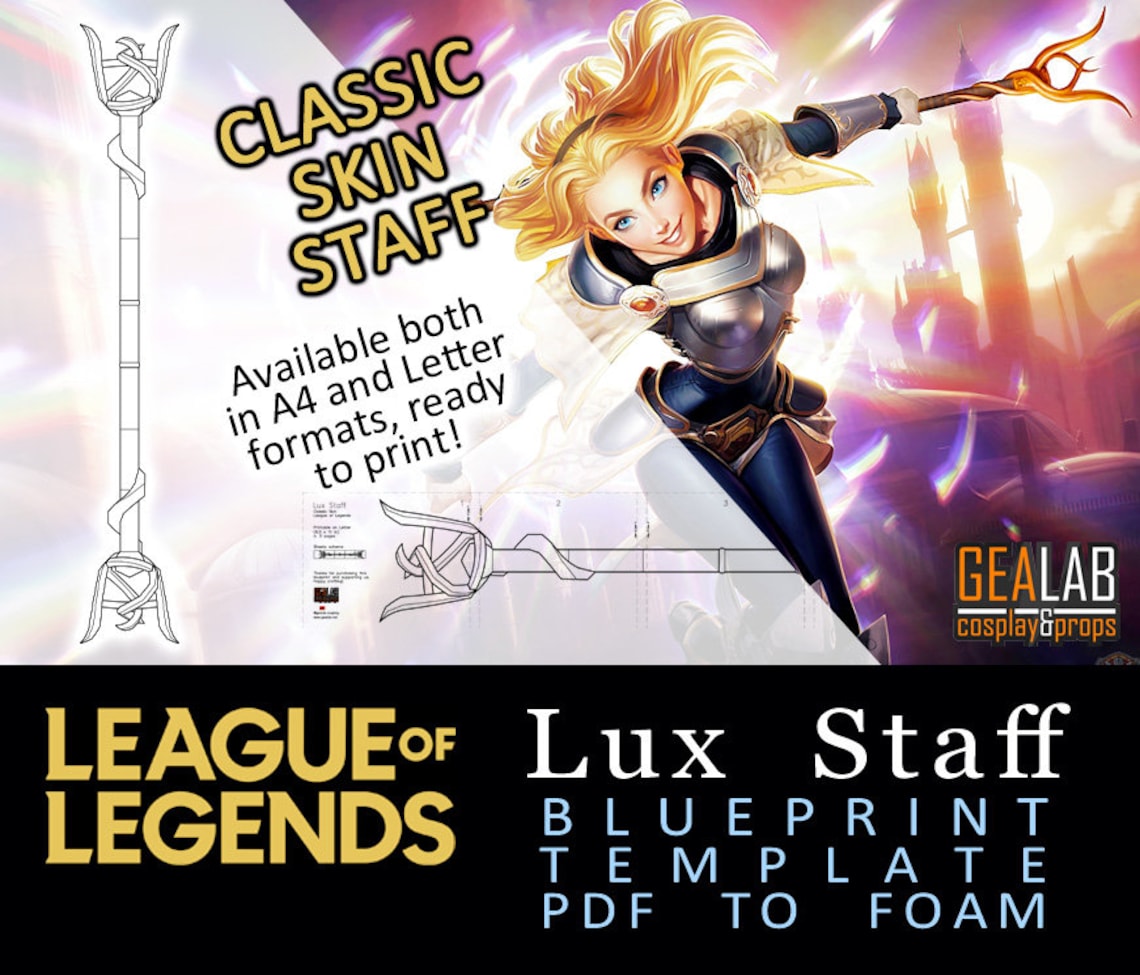 Lux Staff - Classic Wand - Blueprint Template for Cosplay (lol League ...