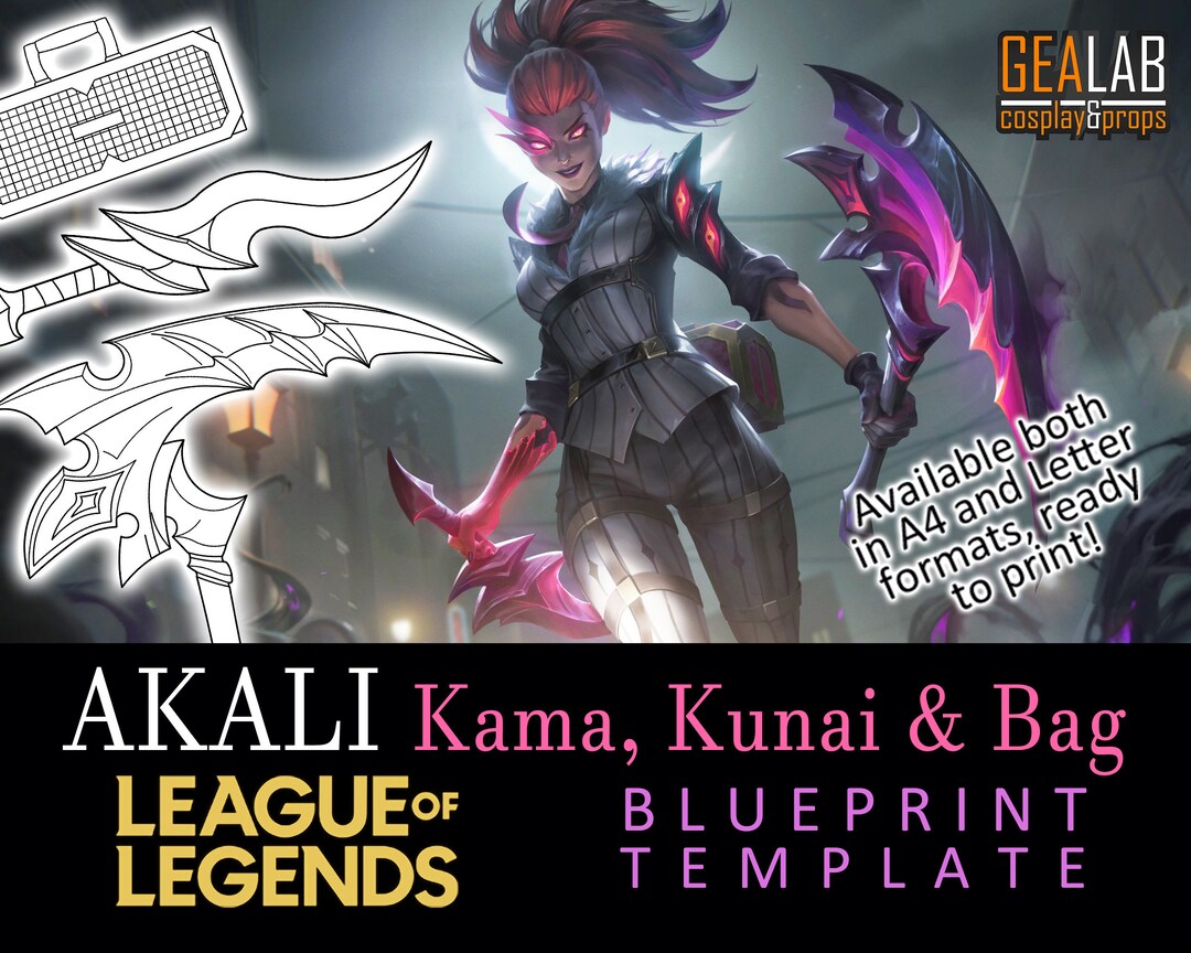 Akali Weapons Kama, Kunai and Bag Lol City Crime Nightmare Blueprint ...