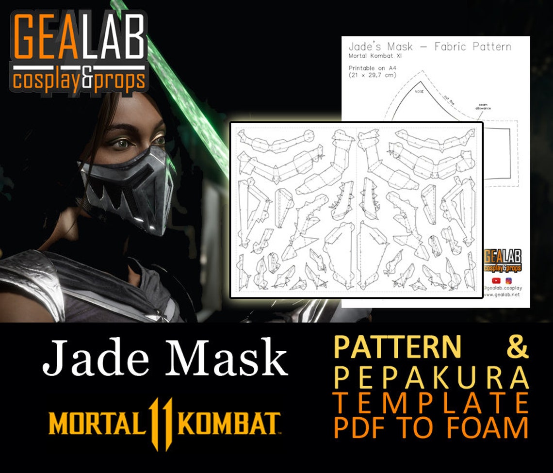 Jade Mask Pattern & Pepakura - PDF and PDO Templates for Cosplay ...