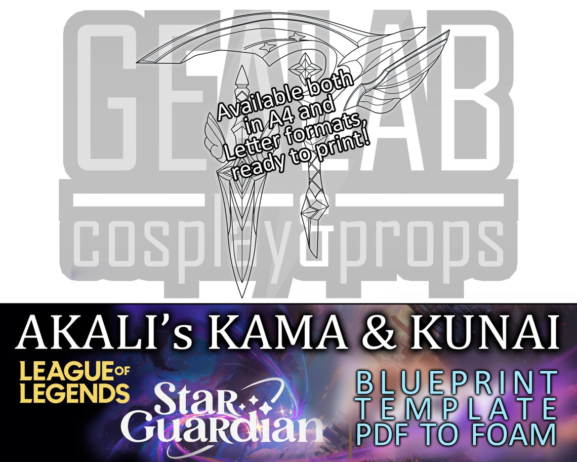 Star Guardian Akali Kama and Kunai Blueprint Template - Etsy