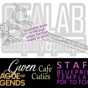 Cafe Cuties Gwen Scissors Blueprint Template for Cosplay lol League of ...