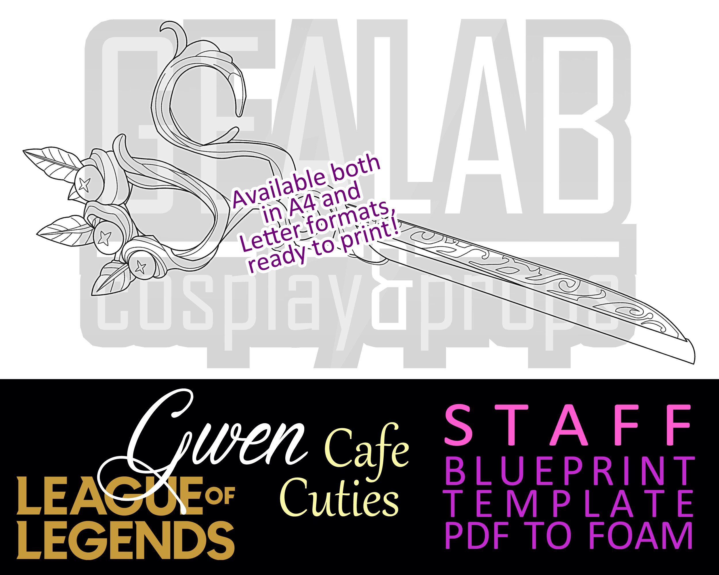 Cafe Cuties Gwen Scissors Blueprint Template for Cosplay - Etsy UK