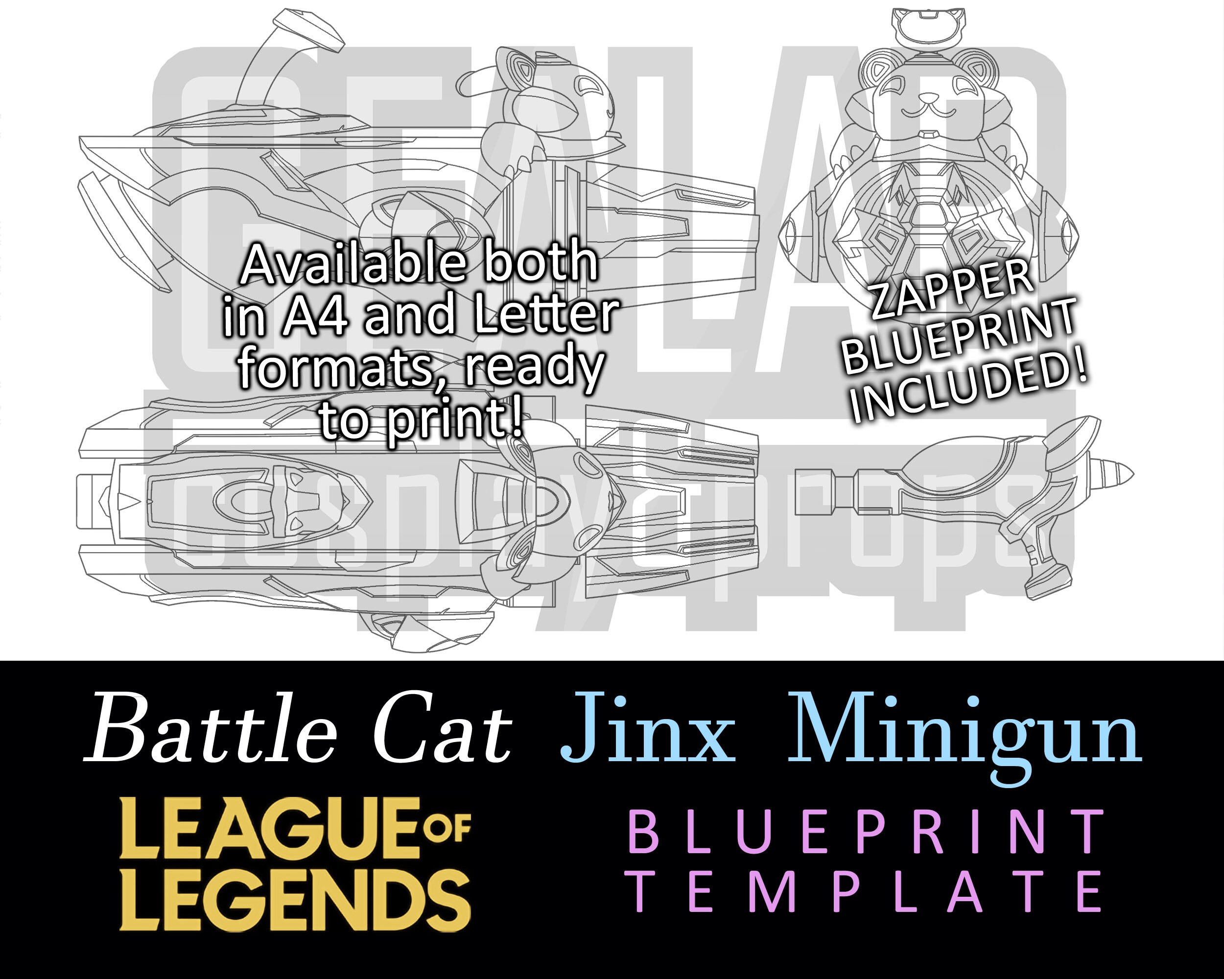 Prestige Battle Cat Jinx Weapon Blueprints Headphones & - Etsy