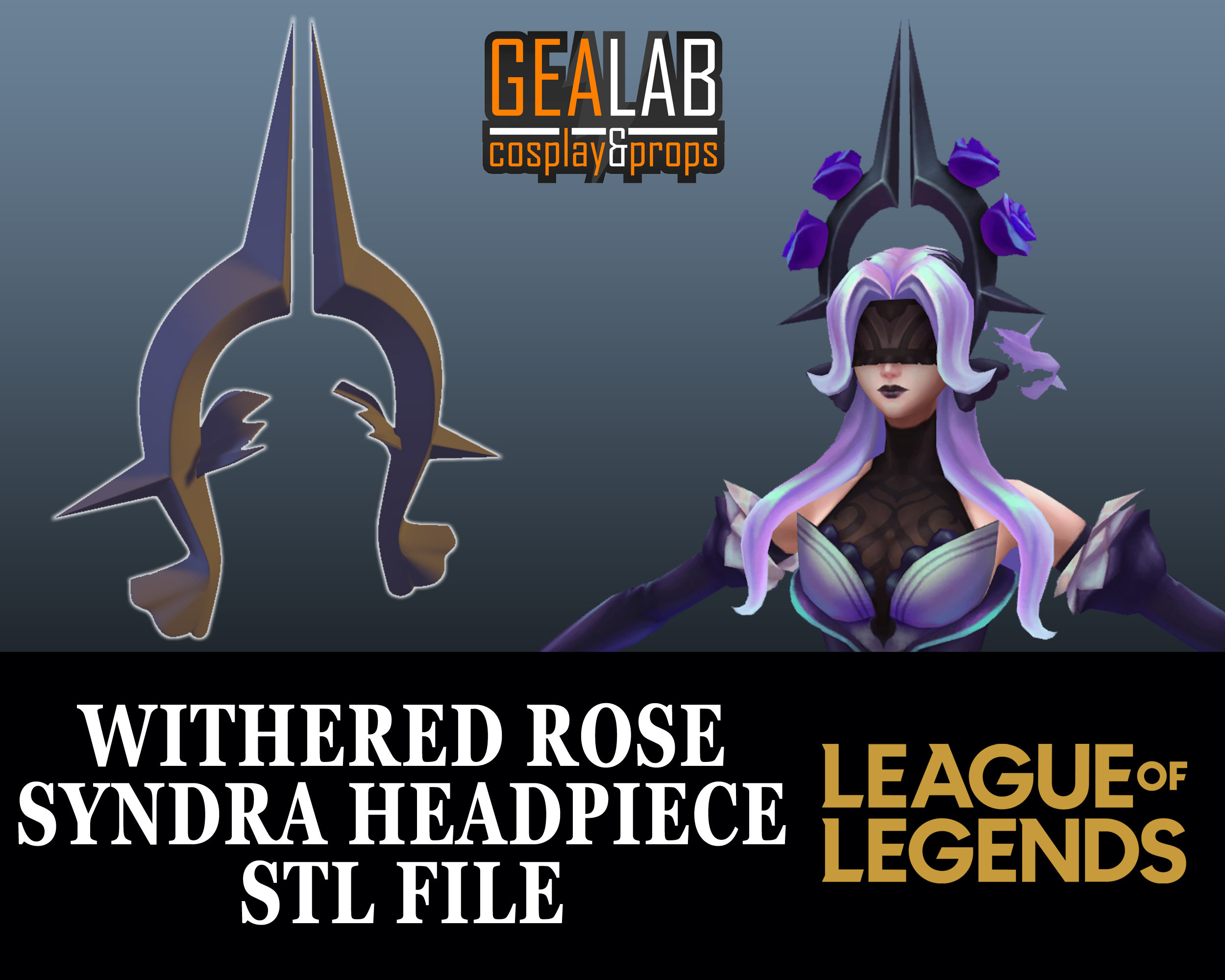 Withered Rose Syndra Headpiece - STL 3D Model for Cosplay (league of ...