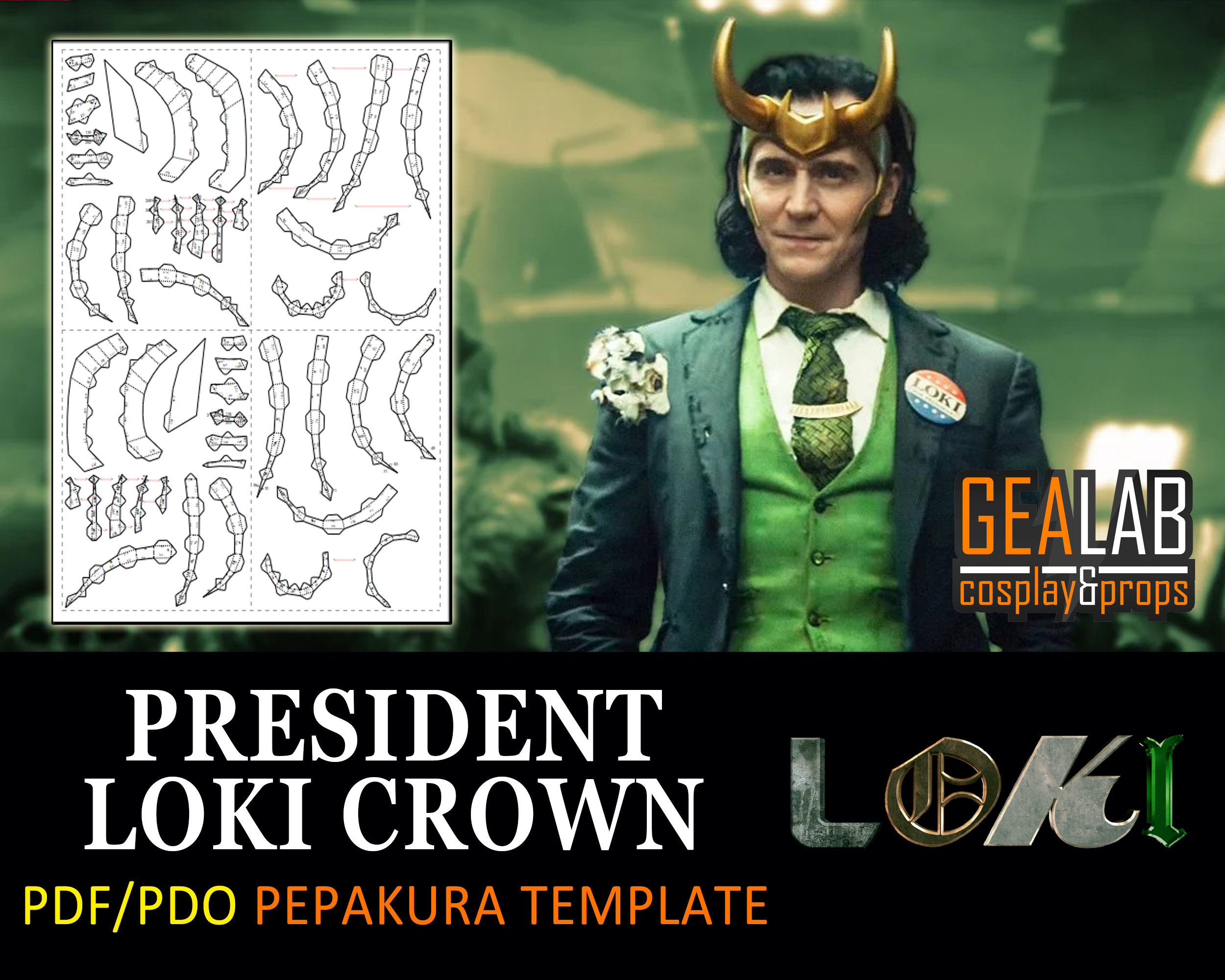 President Loki Crown Pepakura PDF & PDO Templates for - Etsy UK