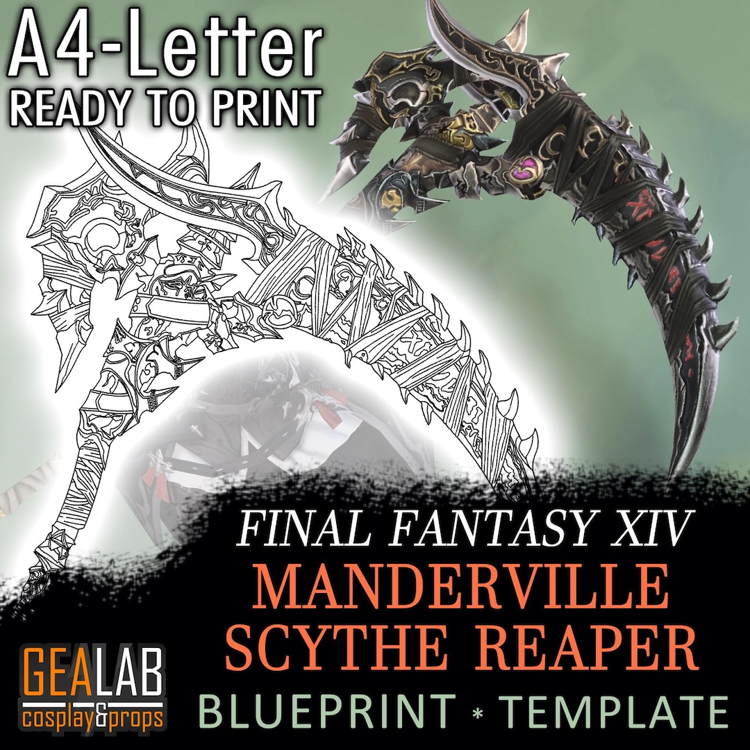 Manderville Scythe Reaper - Blueprint Template for Cosplay (FF XIV) Pdf ...