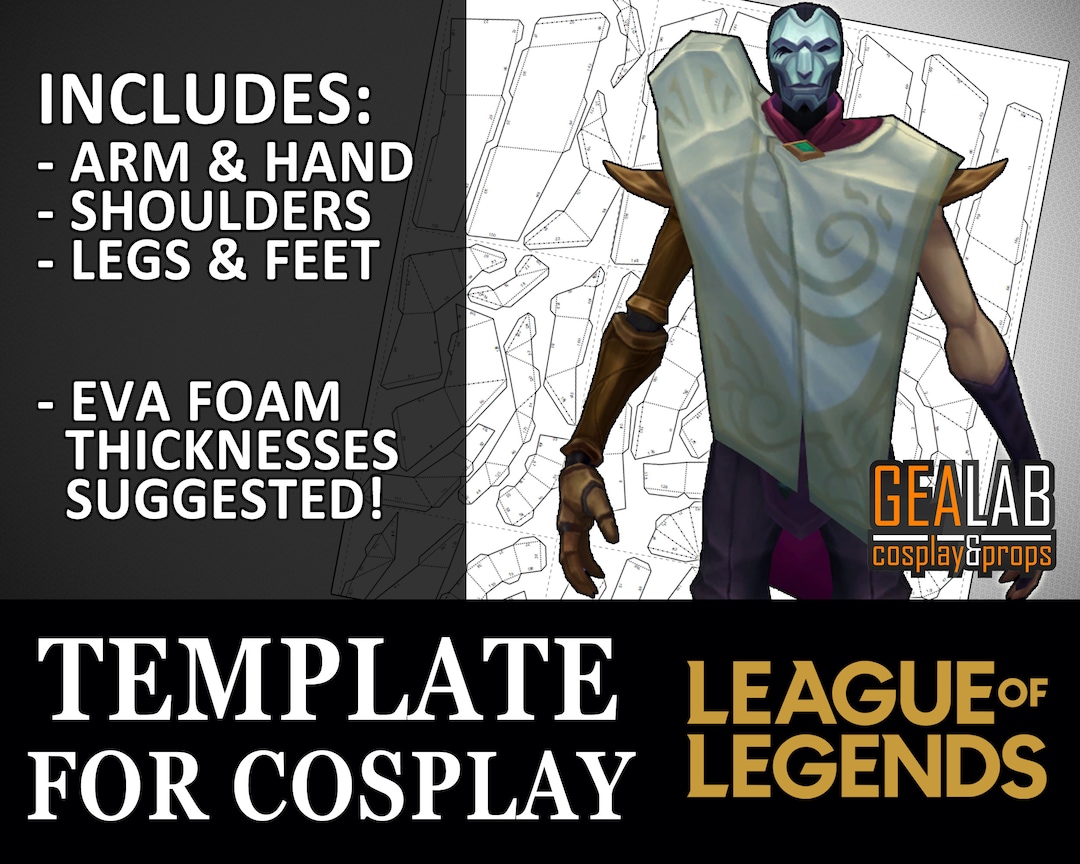 Jhin Arm & Legs Pepakura - PDF/PDO Foam Templates for Cosplay (lol ...