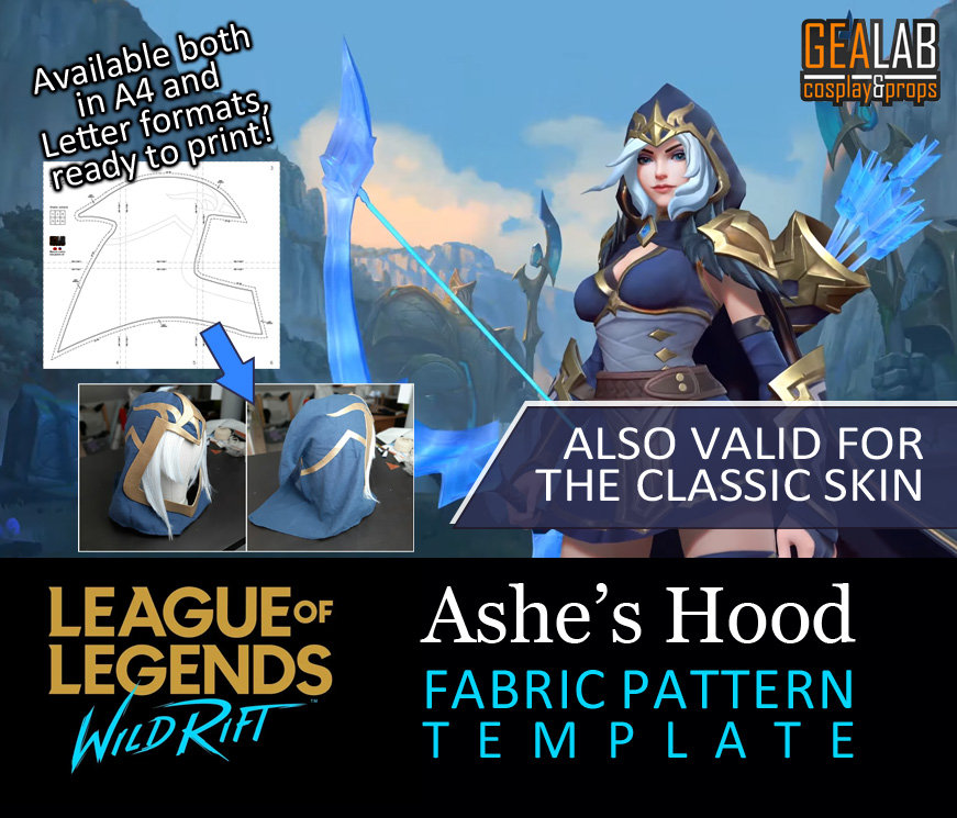 Ashe Hood Template Fabric Pattern for Cosplay lol League of | Etsy
