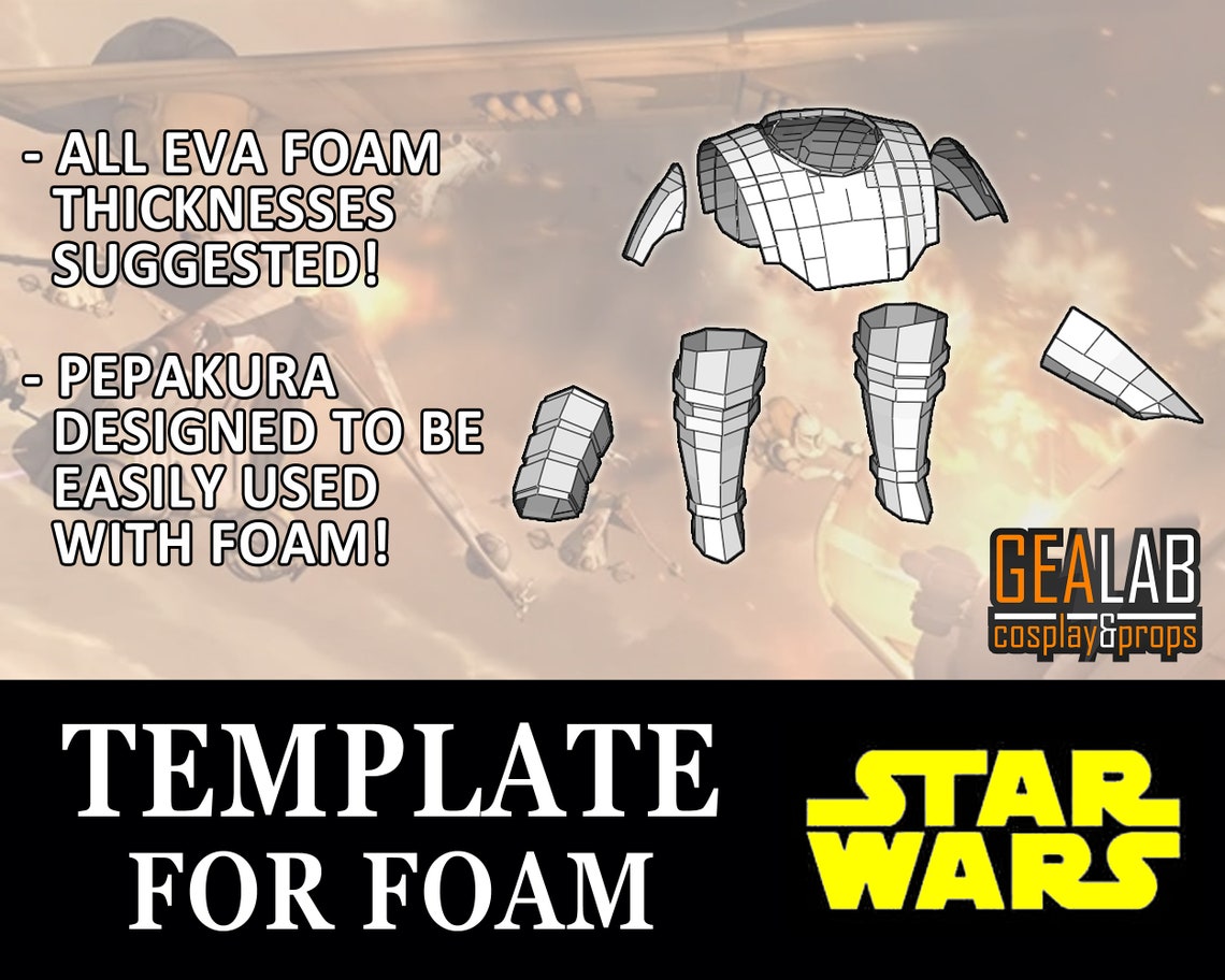 General Anakin Skywalker Armor Pieces - PDF & PDO Pepakura Templates ...