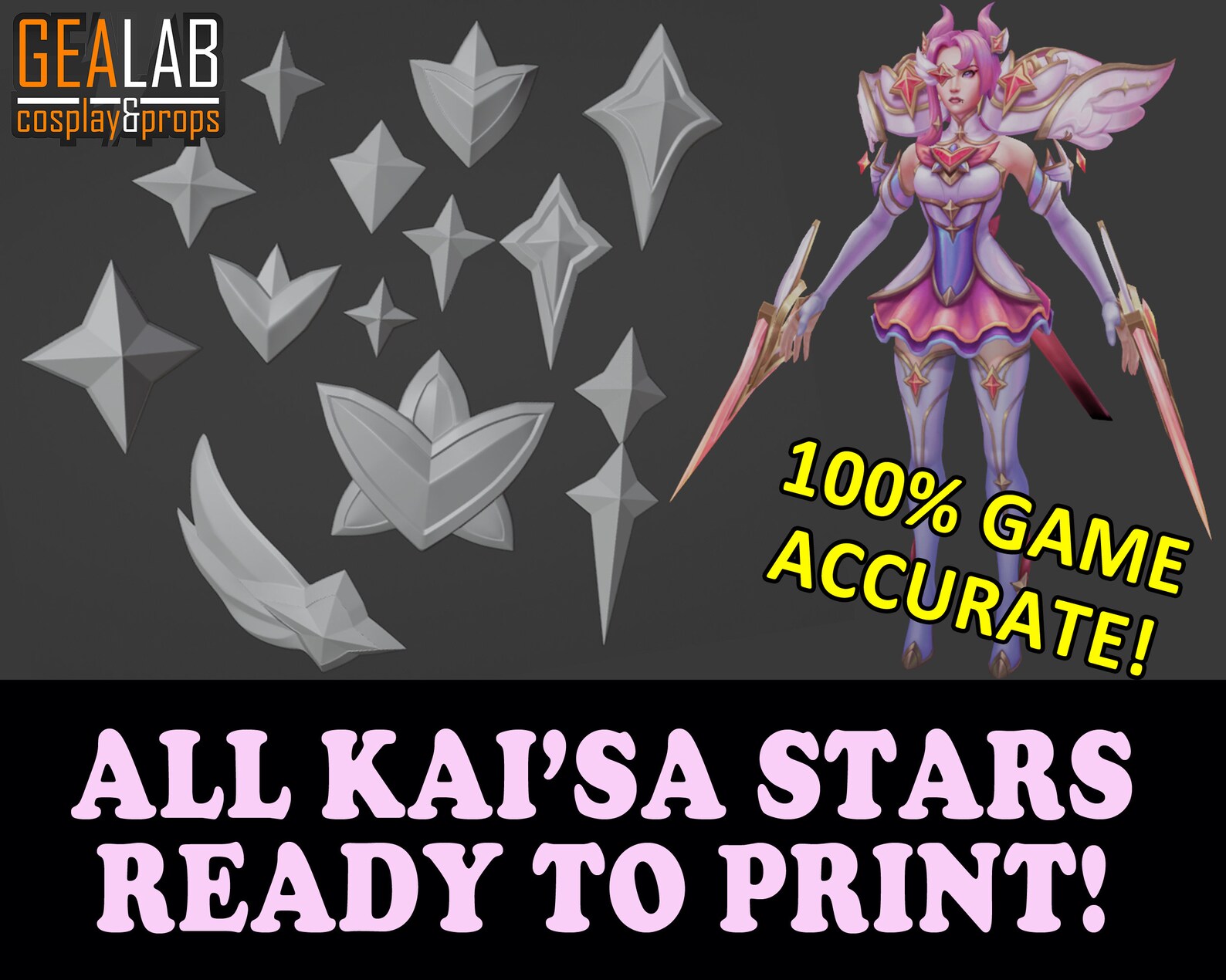 Star Guardian Kai'sa - Weapon Blueprints, Stars Stl 3D Files & Blasters ...