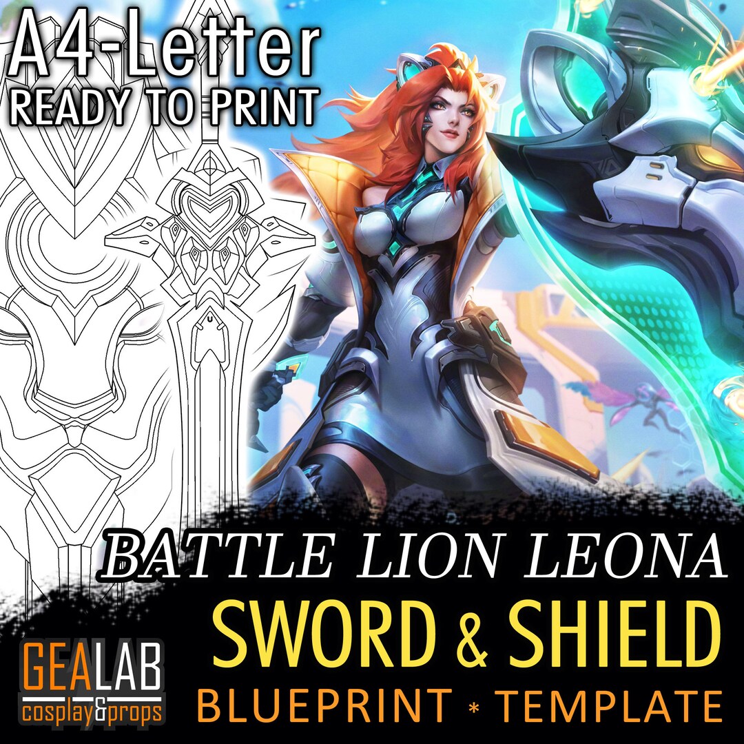 Battle Lion Leona Sword and Shield - Blueprint Template for Cosplay ...