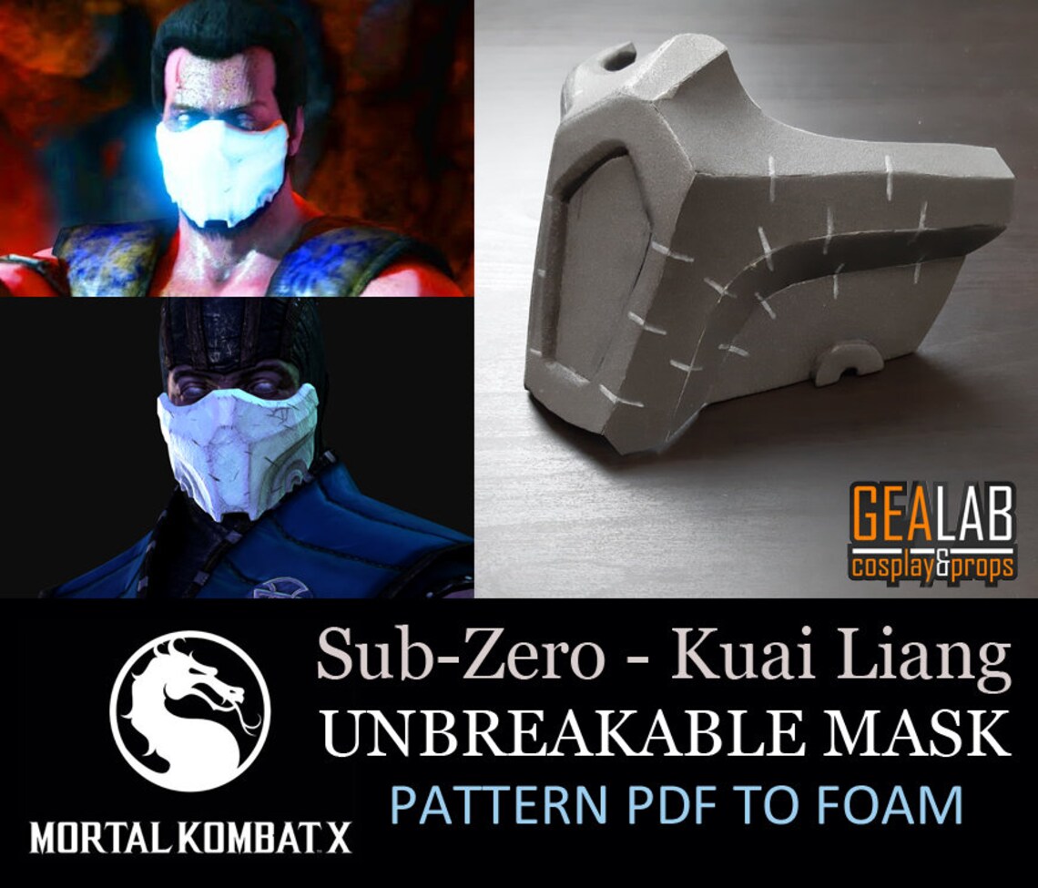 Unbreakable Sub-zero Mask - Pattern, PDF to FOAM for Cosplay (mortal ...
