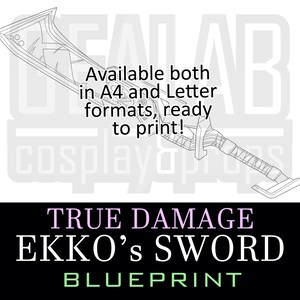 True Damage Ekko Sword - Mace Blueprint Template for Cosplay (lol ...