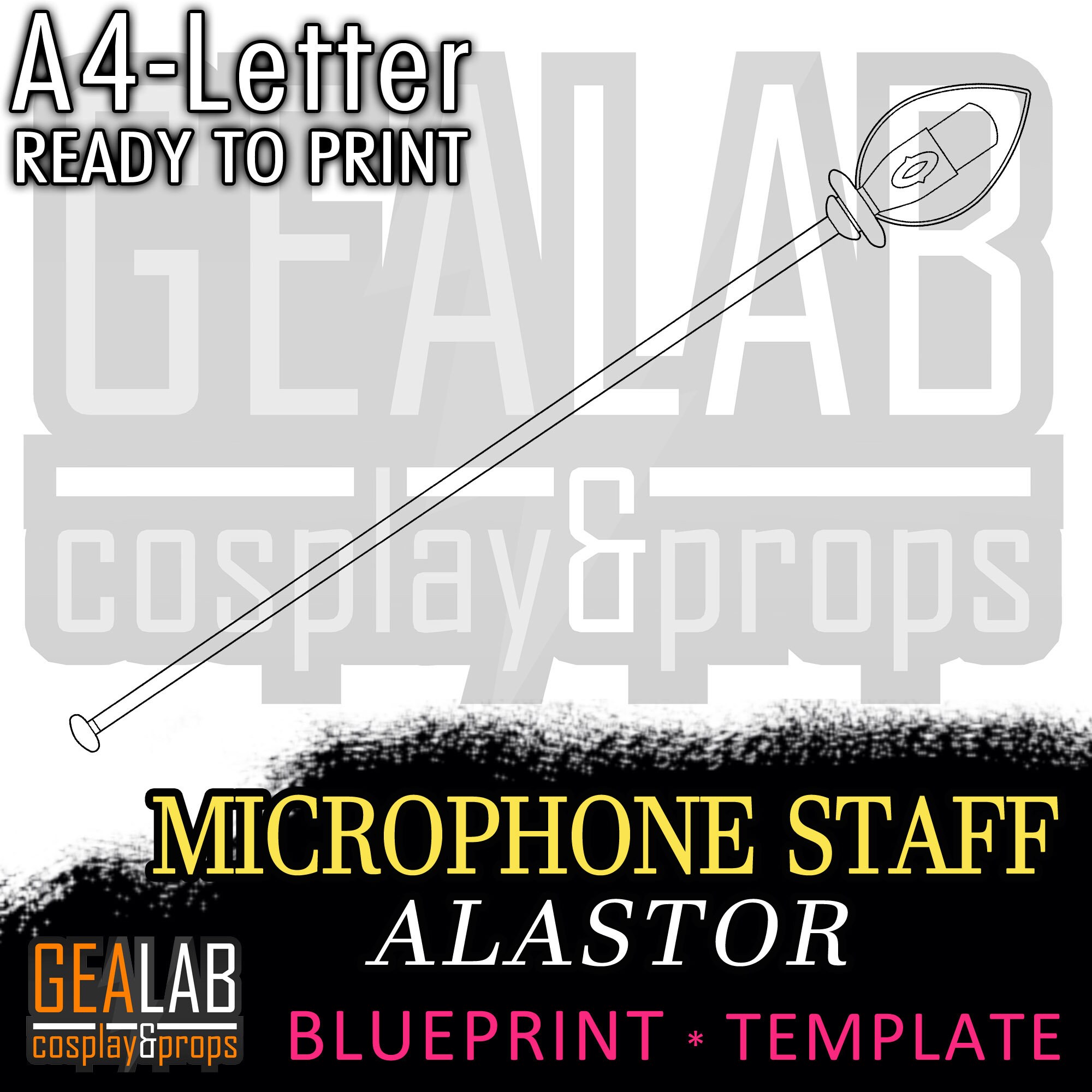 Alastor Microphone Staff - Blueprint Template for Cosplay (hazbin Hotel ...