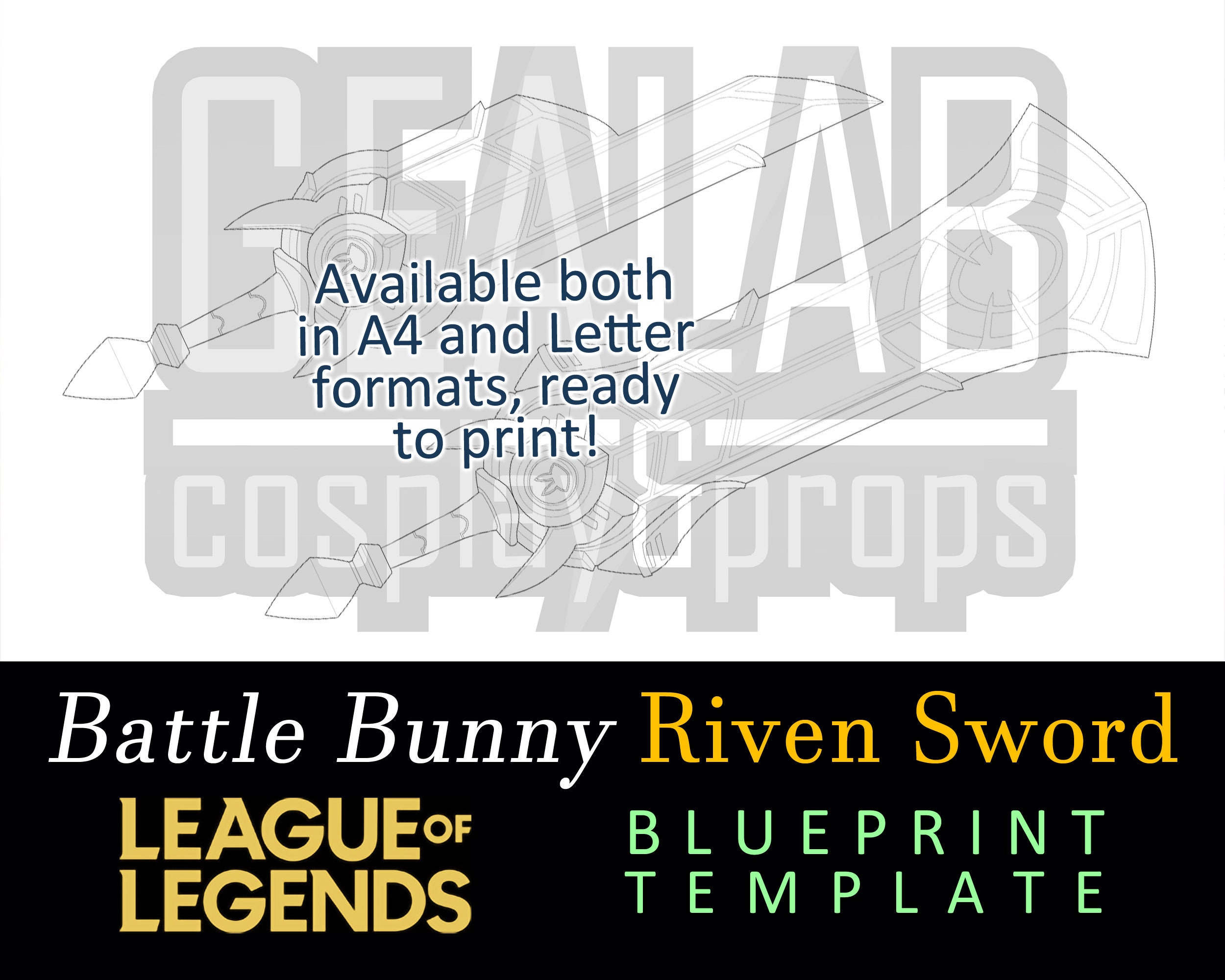 Battle Bunny Riven Sword Template