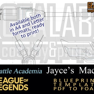 Battle Academia Jayce Mace - Blueprint Template Hammer for Cosplay (lol ...