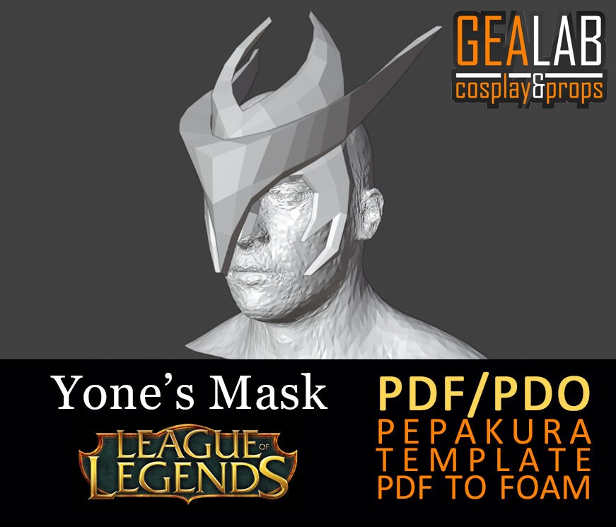 Yone Mask Pepakura PDF & PDO Templates for Foam Cosplay lol - Etsy