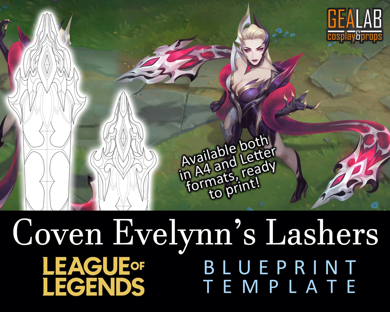 Coven Evelynn Bundle - PDF Blueprint & Pepakura for Foam Cosplay (lol ...