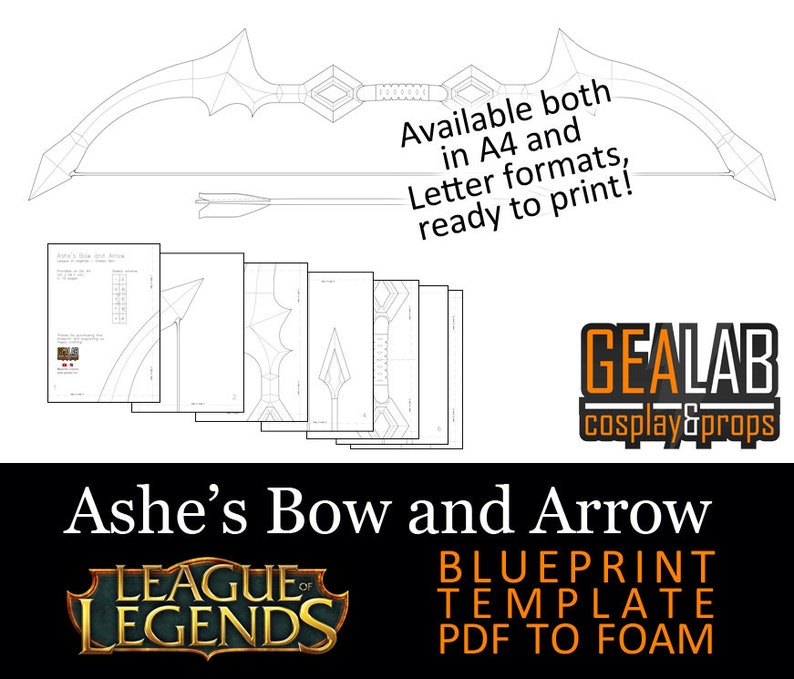 Ashe Bow and Arrow Blueprint for Cosplay lol League of | Etsy