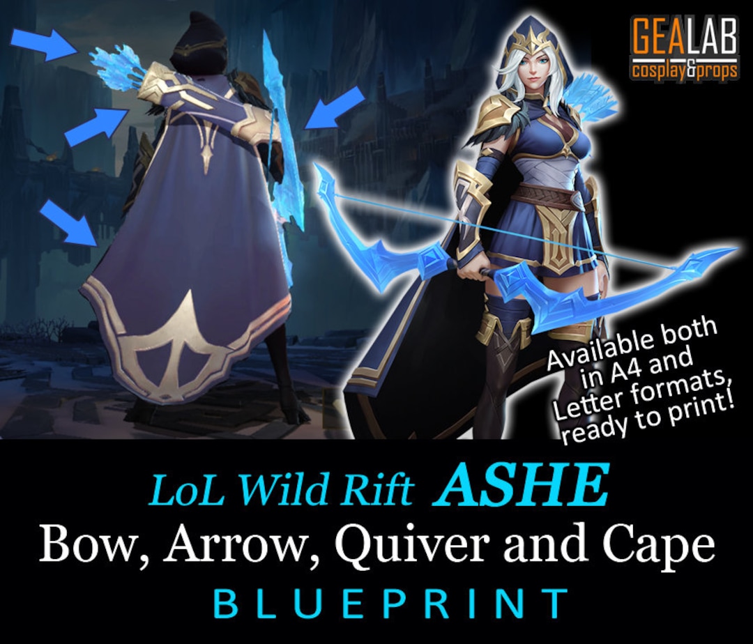 Ashe Bow, Arrow, Cape and Quiver - Blueprint for Cosplay (lol - League ...
