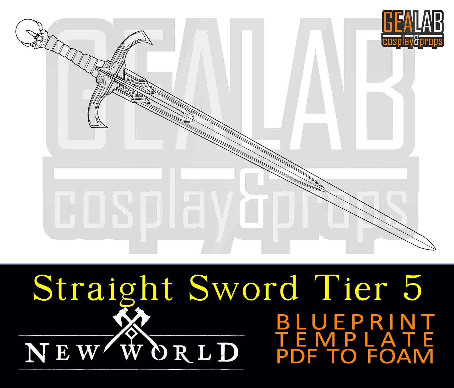 New World Straight Sword Blueprint for Cosplay amazon - Etsy