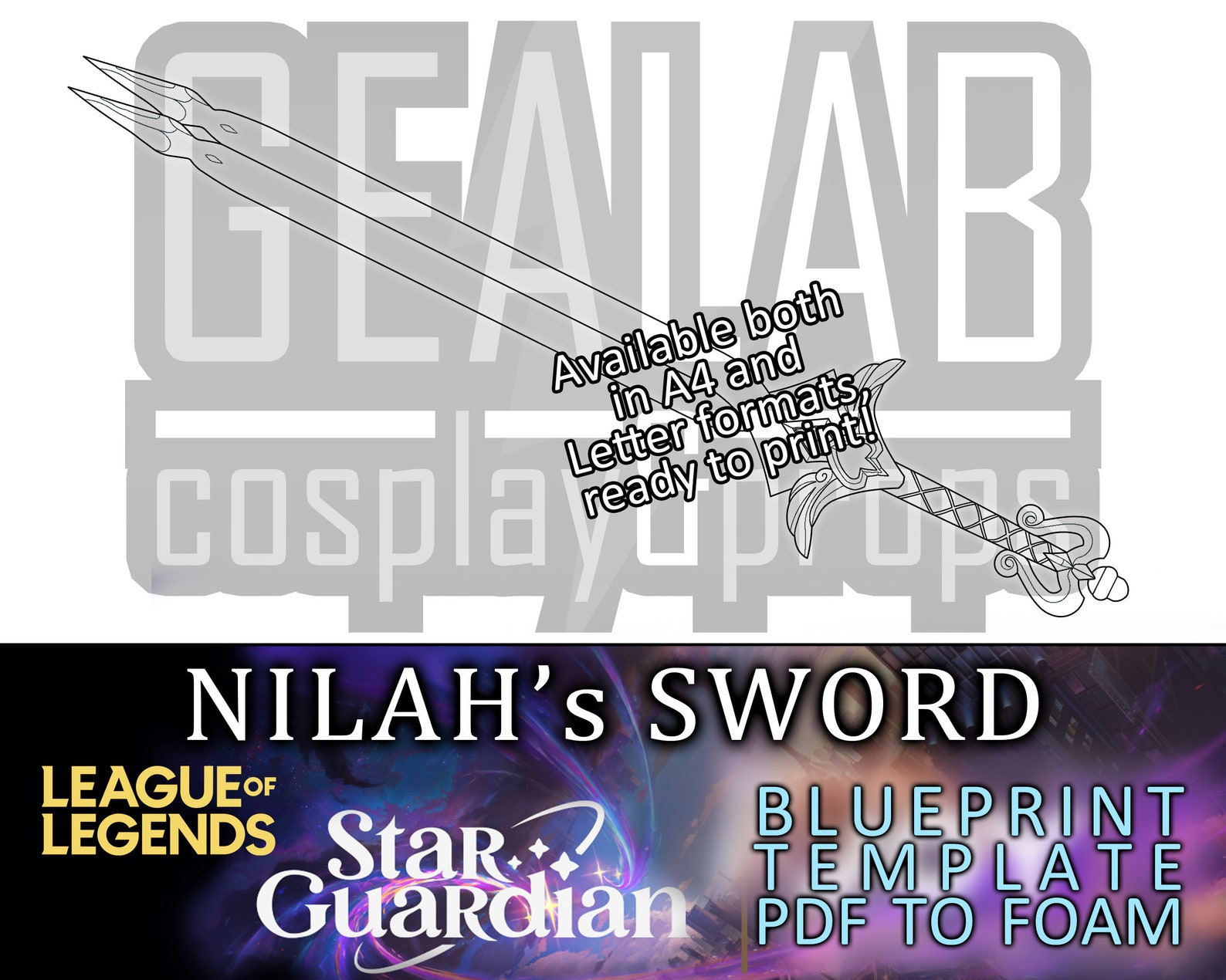 Star Guardian Nilah Sword Star Guardian 2022 Blueprint - Etsy
